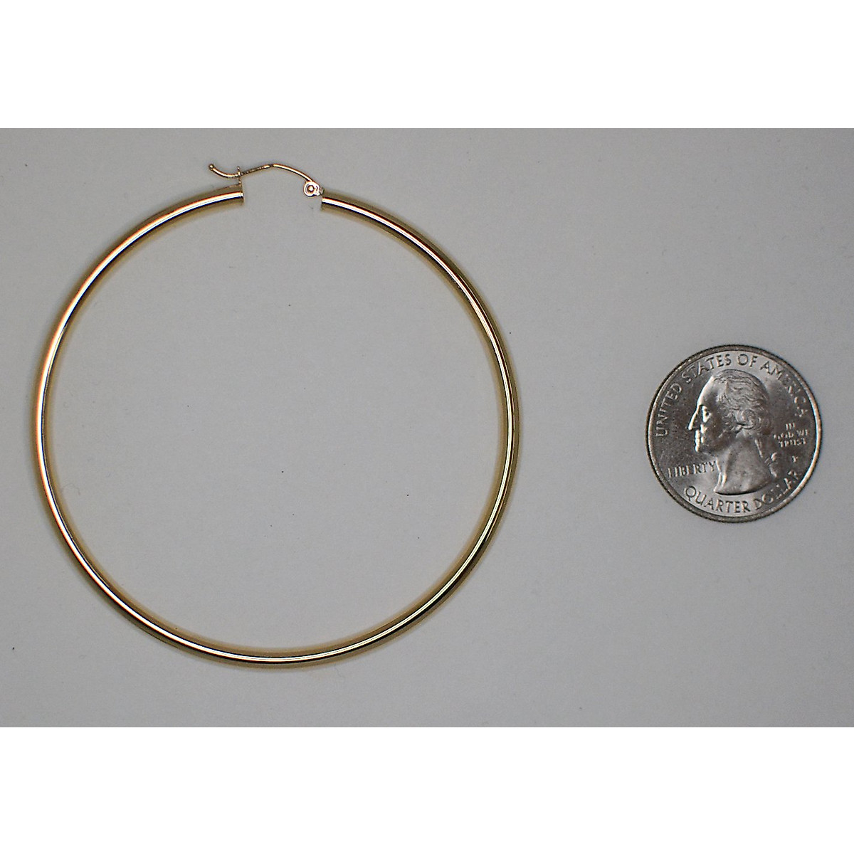 14K Yellow Gold Thick Tube Extra Large Hoop Earrings, (3mm Tube) (65mm)