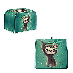 Gomyblomy Sloth Kitchen Aid Mixer + Toaster Cover Set, Stand Mixer Dust Cover with Handle & Pocket, 4 Slice Toaster Protector, Kitchen Decorations