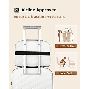 LUGGEX Carry on Luggage, Lightweight Suitcase 2 Piece with Spinner Wheels (White, 14/20)