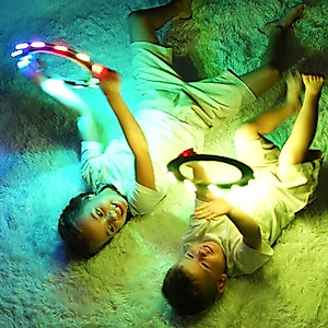 TOSY Flying Ring - 12 LEDs, Super Bright, Soft, Auto Light Up, Safe, Waterproof, Lightweight Frisbee, Cool Birthday, Camping, Easter Basket Stuffers & Outdoor/Indoor Gift Toy for Boys/Girls/Kids