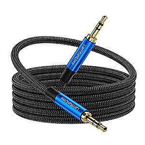LanYunUmi Audio Auxiliary Audio Cable 3.5mm Male to Male Jack, Gold Plated, Nylon Braid, Stereo Jack Cord for Phones, Headphones, Tablets, PCs, MP3 Players and More 20ft/6m - Male to Male,