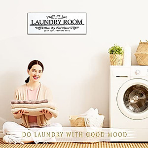 Gifhunter Laundry Room Decor With Wash Dry Fold Repeat Laundry Sign for Laundry Room Décor, Rustic Family Farmhouse Laundry Room Wall Decor Wall Sign Laundry Rules Hanging Prints for Laundry Room
