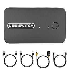 eppfun USB 2.0 Switch Selector for 2 Computers & Sharing 4 USB Devices with Remote Button Switch, KVM Switch Hub Adapter for Mouse, Keyboard, Scanner, Printer