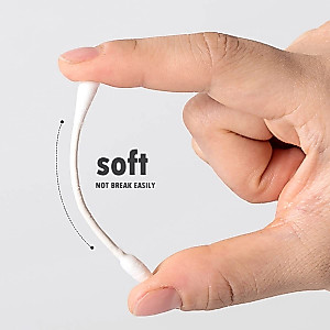 Hontry Stroe 50pcs Travel Pack Cotton Swabs with White Paper Stick, 8 Packs, Biodegradable, All Natural