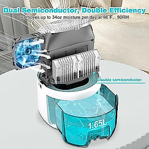 CASONDRE 56OZ Dehumidifier, 500 Sq ft Small Dehumidifier with Touch Control LED Screen, Temperature Display, Timer, 3 Modes, Auto Shut Off Portable Dehumidifier for Bathroom, Basement, Bedroom, RV