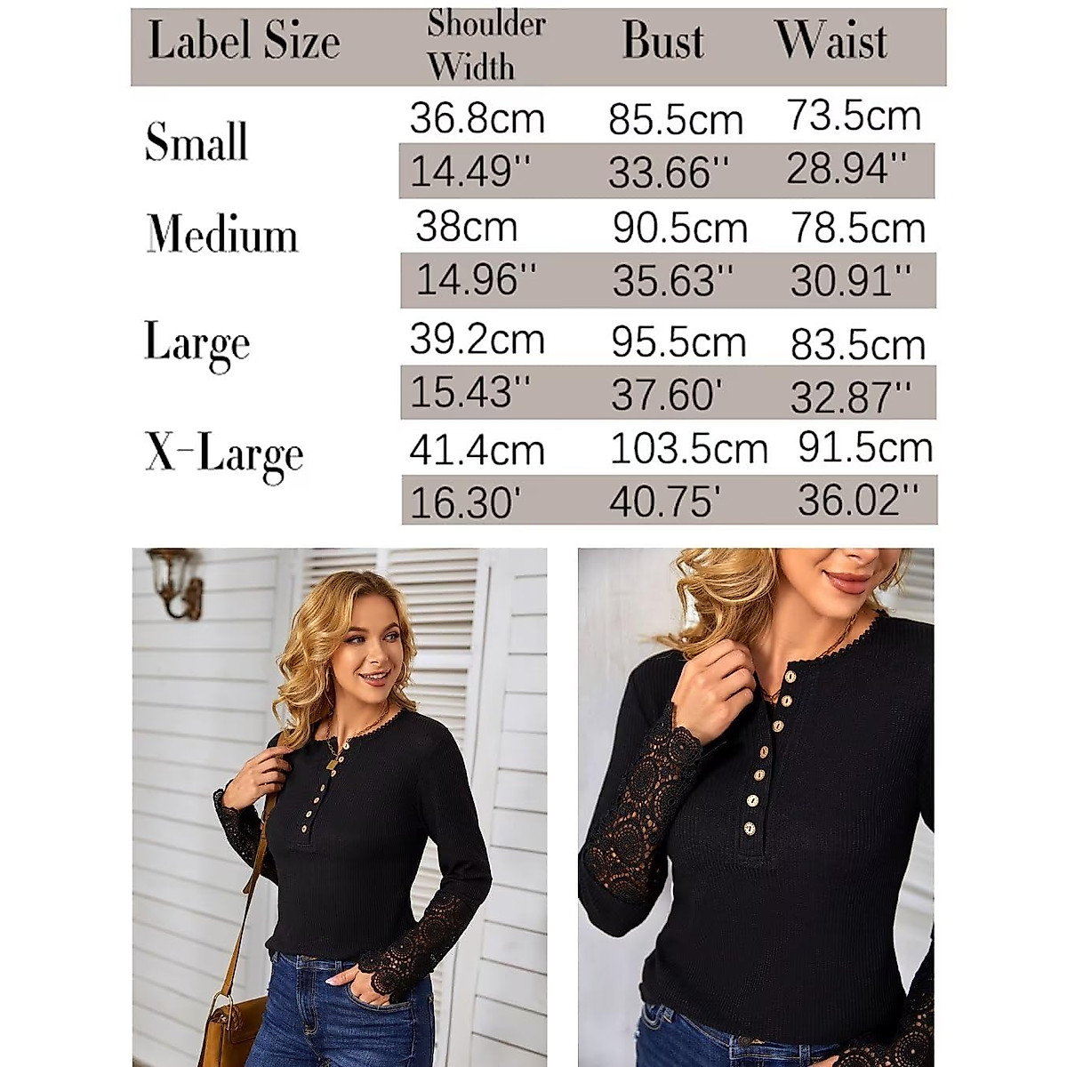 VICHYIE Womens Henley Long Sleeves Tunic Lace Tops V Neck Button Neck Casual Slim Fit Blouses Wrap Twist Cute Shirts Khaki Medium