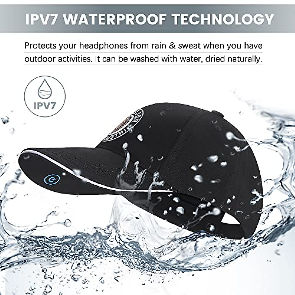 QZTELECTRONIC Bone Conduction Headphones, Bluetooth Headphones Wireless, Waterproof Headset with Microphone, Bone Conduction Cap for Cycling, Running, Fishing, Ideal Gift for Men/Women, Black