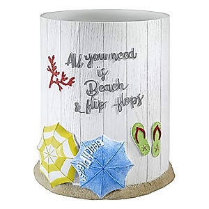 Avanti Linens - Wastebasket, Trash Can, Beach Inspired Bathroom Decor (Beach Mode Collection)