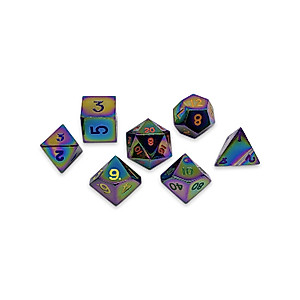 Set of 7 BiFrost Full Metal Polyhedral Dice by Norse Foundry | RPG Math Games DND Pathfinder …