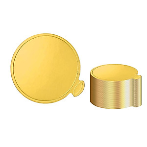 YYaaloa 3.15 Inch Mini Round Golden Cake Boards 50pcs Mousse Cupcake Base Paper Plates Circle Dessert Board (Gold 3inch 50pcs)