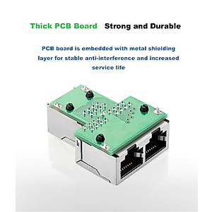 Ethernet Splitter Connector Adapter, RJ45 1 to 2 Ethernet Extender Coupler, Female to 2 Female 8P8C Extender Plug LAN Couple Network, Compatible for Cat5 Cat5e Cat6 Cat6e Cat7 (2Pack) (Black)