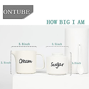 ONTUBE Porcelain Sugar bowl and Creamer Set of 3,White