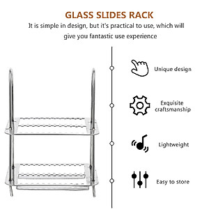 Microscope Slides Staining Rack Glass Slides Rack Stainless Staining Rack 26 Positions Microscope Slides Holder Glass Microscope Slides Rack