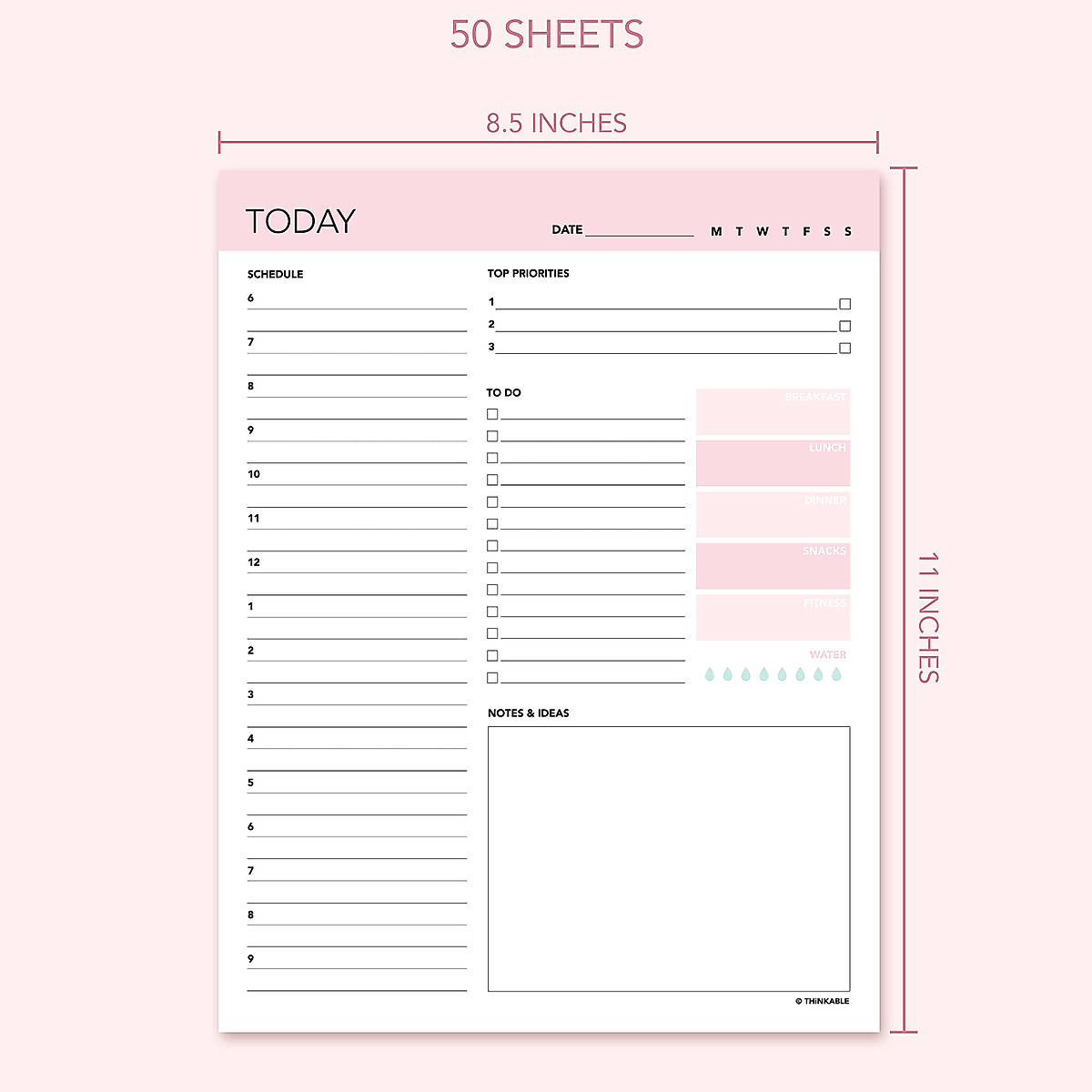 Daily Planner Notepad 8.5x11, To Do List Notepad, Undated Work Planner Notebook, To-Do Checklist Notepad, Daily To Do List Planner Notepads, Organizer Planner