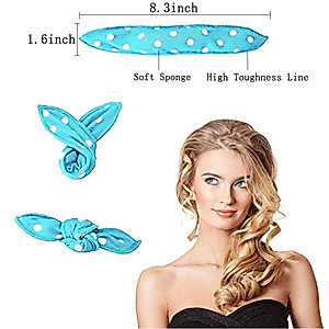Foam Hair Curlers, Pillow Cloth Hair Rollers,No Heat Sleeping Soft Sponge Rollers for Long, Short, Thick & Thin Hair Spiral Curls Hair Styling Rollers (Blue)