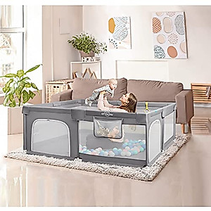 OTTOLIVES Baby Playpen, 71x59 Inch Extra Large Playpen for Babies and Toddlers, Safety Baby Gate Playpen with Breathable Mesh, Portable Play Yard for Babies for Indoor & Outdoor Kids Activity Center