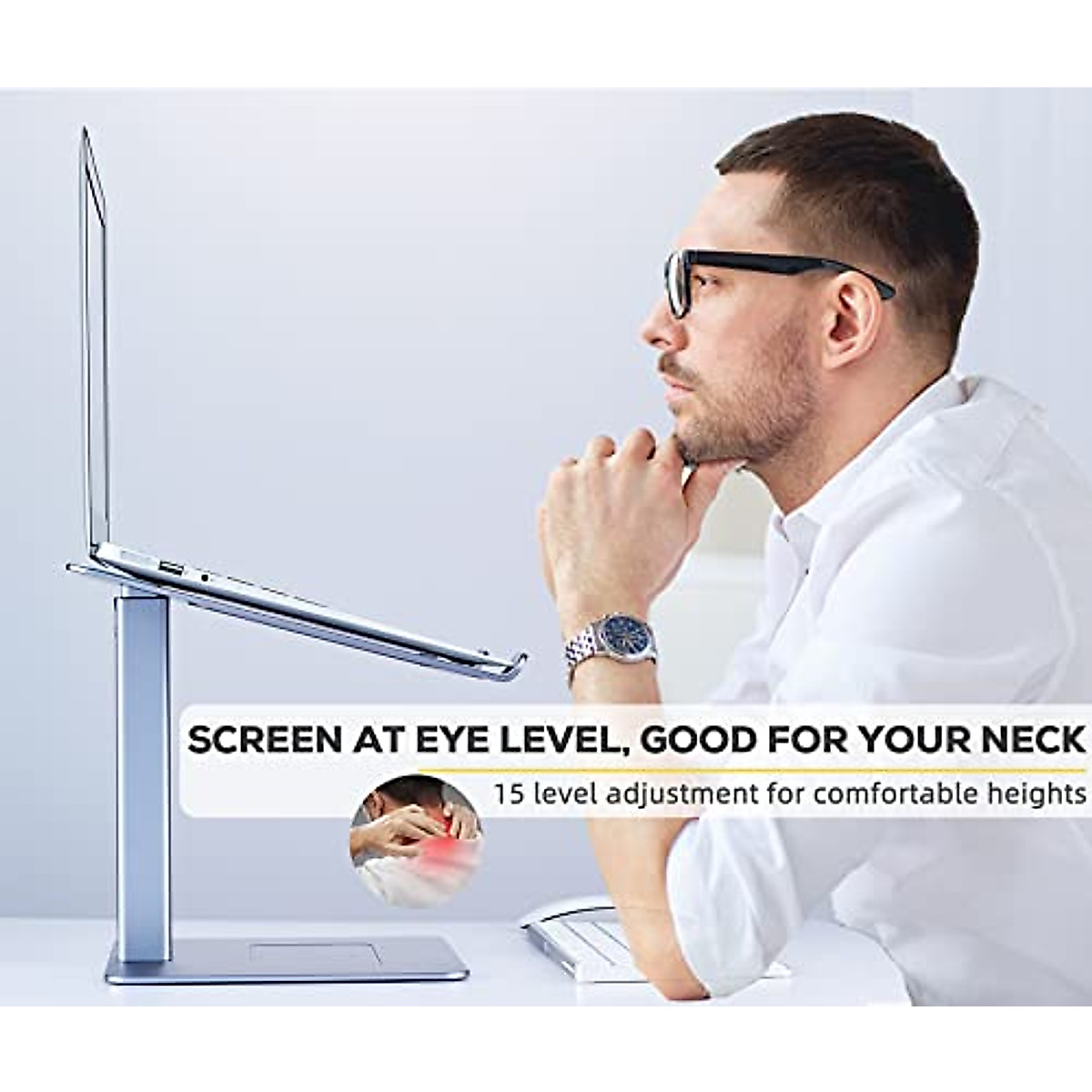 Tall Adjustable Laptop Stand | Sit/Stand & Eye-Level Camera
