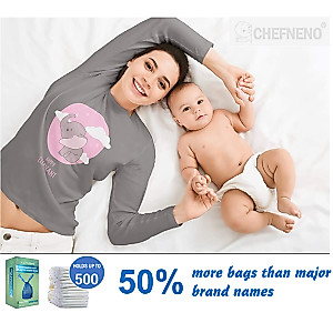 Baby Diaper Bag Disposable (500 Count, Blue) Fresh Baby Powder Scented Easy Tie Handles Bulk Diaper Sacks Disposable Dog Poop Bags Cat Litter Clump & Poop Bags Sanitary Pads Disposal Bags (500 Bags)