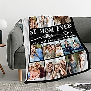 Prints Fun Personalized Picture Blanket for Best Mom Ever Mothers Day Birthday Gifts for Mom Customized Photo Throw Blanket for Mom, Grandma, Women