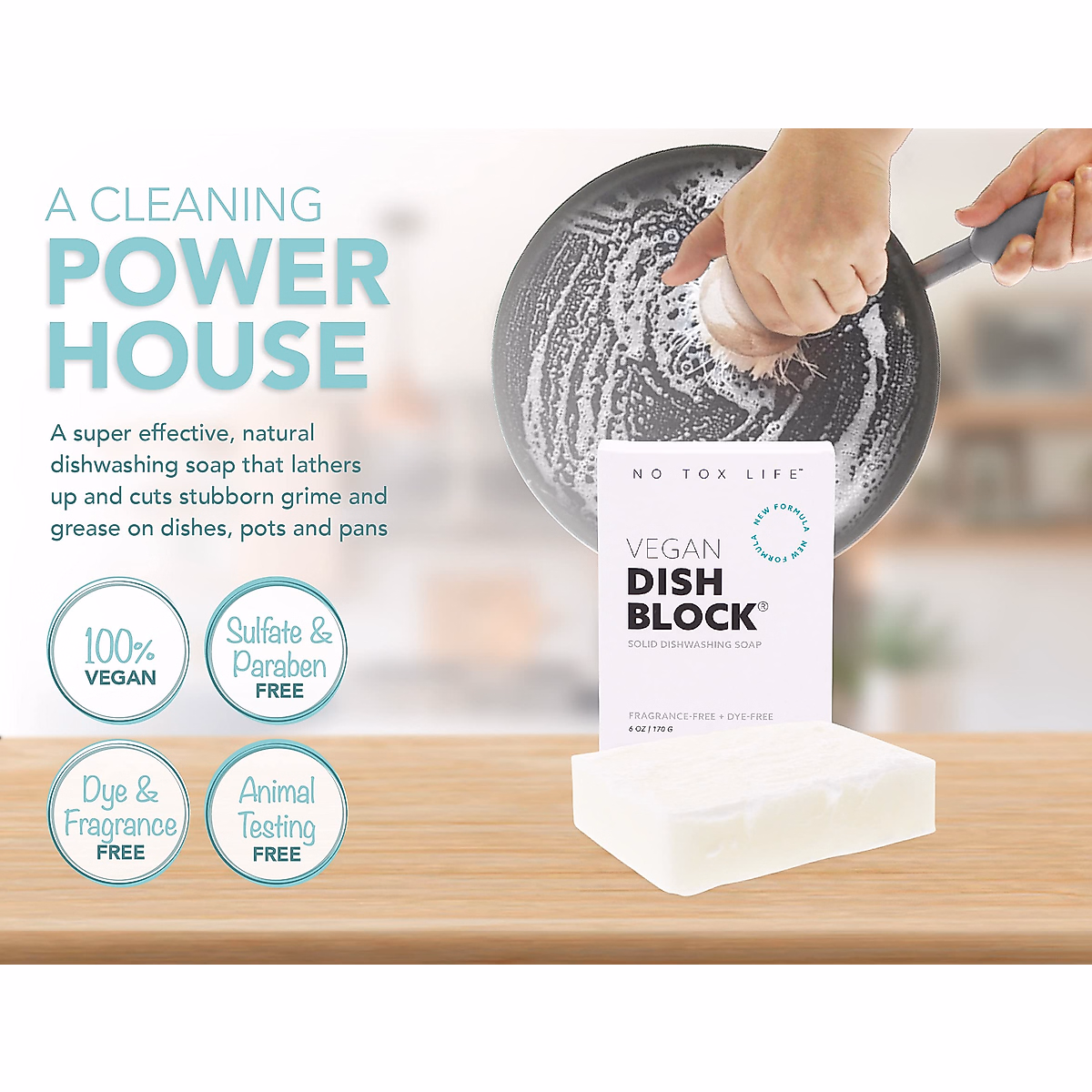 No Tox Life DISH BLOCK - Free of Dyes and Fragrance - Zero Waste Dish Soap