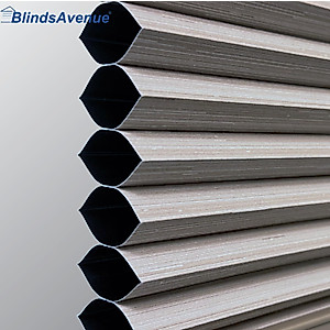 BlindsAvenue Cordless Top Down Bottom Up Cellular Honeycomb Shade, 9/16" Single Cell, Blackout, Designer Print Pebble, Size: 23" W x 48" H