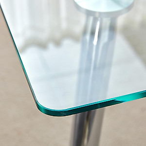 Ginxesh 63‘’ Glass Dining Table Set for 4-6,7 Dining Table Set,Rectangular Tempered Glass Top Kitchen Table and 6 Faux Leather High Back Upholstered Dining Chairs (White, 6 Chairs)