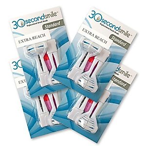 30 Second Smile - Extra Reach Standard Soft (4 Pack) Replacement Dual Heads - Reduces Plaque, Whiter Teeth, Healthier Gums, Fresher Breath - Dentist Recommended