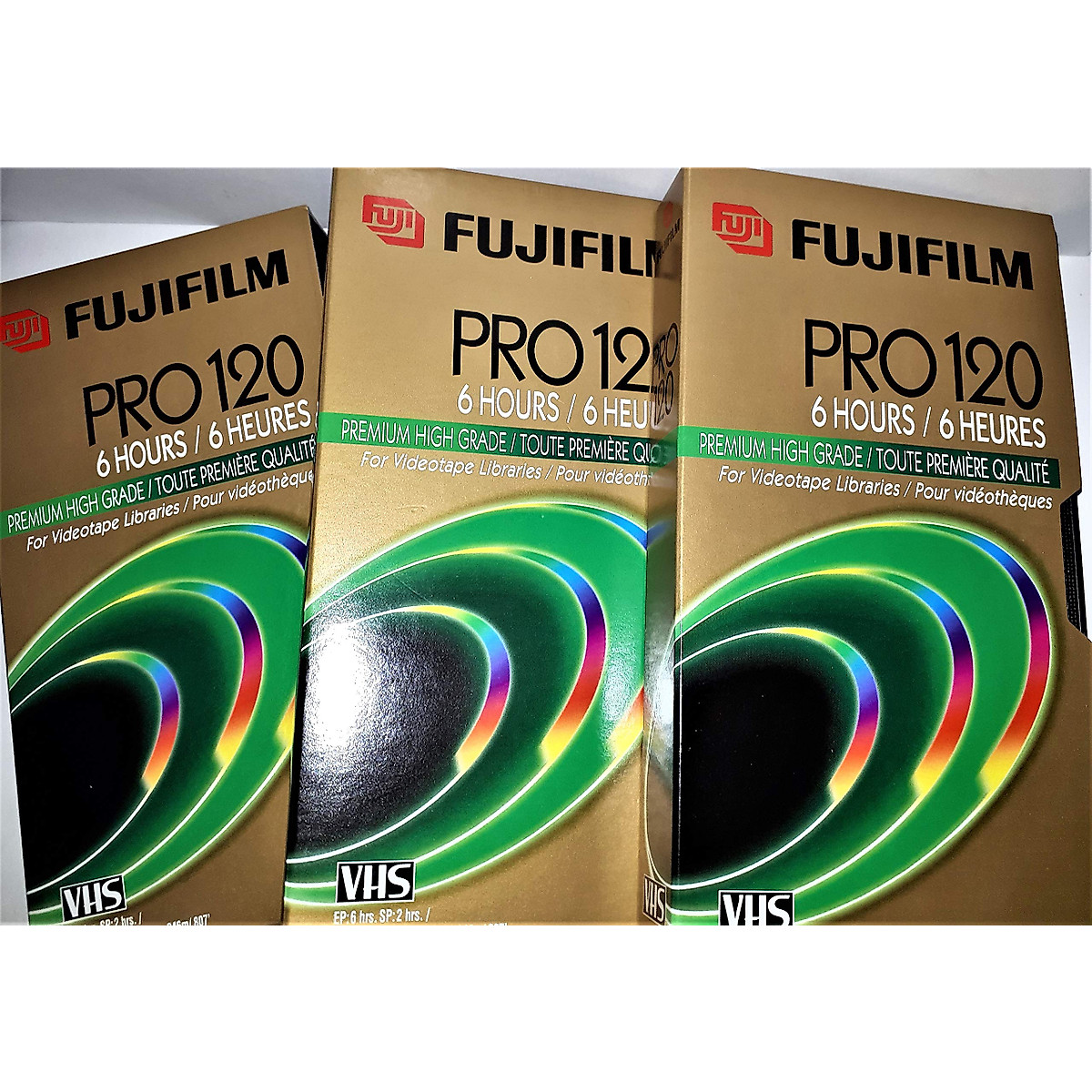 Fuji PRO T-120 High-Grade Recordable VHS Cassette Tapes (3 Pack)