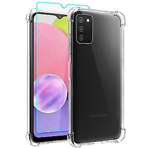 Samsung A03s Case, Samsung Galaxy A03s Cases and Screen Protector, Shockproof Crystal Clear Slim Soft Silicone TPU Protective Phone Cover for Samsung Galaxy A03s (Clear), 6.46 x 2.99 x 0.36 inches