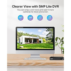 ZOSI 8CH 5MP 3K Lite Surveillance Wired Security Camera System with AI Human Vehicle Detection, 8 Channel H.265+ DVR and 4 x 1080p Bullet Camera Outdoor, 80ft Night Vision, IP66(No HDD Included)