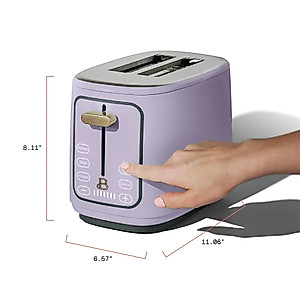 Beautiful 2 Slices Toaster with Touch-Activated Display, 7 Browning Settings, Bagel & Frozen Bread Presets, Slide-Out Crumb Tray Stylish Kitchen Toaster by Drew Barrymore (Lavender)