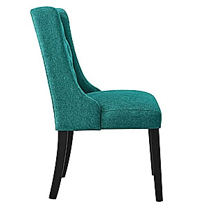 Modway Baronet Button Tufted Fabric Dining Chair, Set of 1, Teal