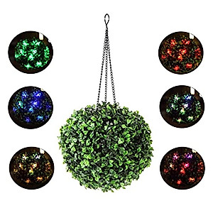 Leefasy Outdoor Grass Ball LED Hanging Patio Lantern for Patio Tree Decor