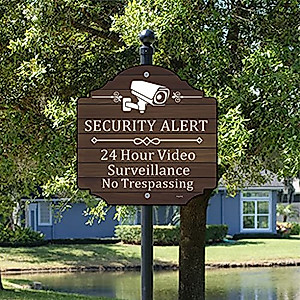 2 Pack Security Alert 24 Hour Video Surveillance Signs No Trespassing Signs 12 x 12 Inches CCTV Camera Warning Safety Signs Metal Reflective Sturdy Rust Aluminum Waterproof Easy to Install