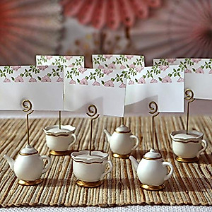 Kate Aspen, Place Card Holders, Tea Time Whimsy, Teapot and Teacup, Place Cards Included, Set of 6,Pink