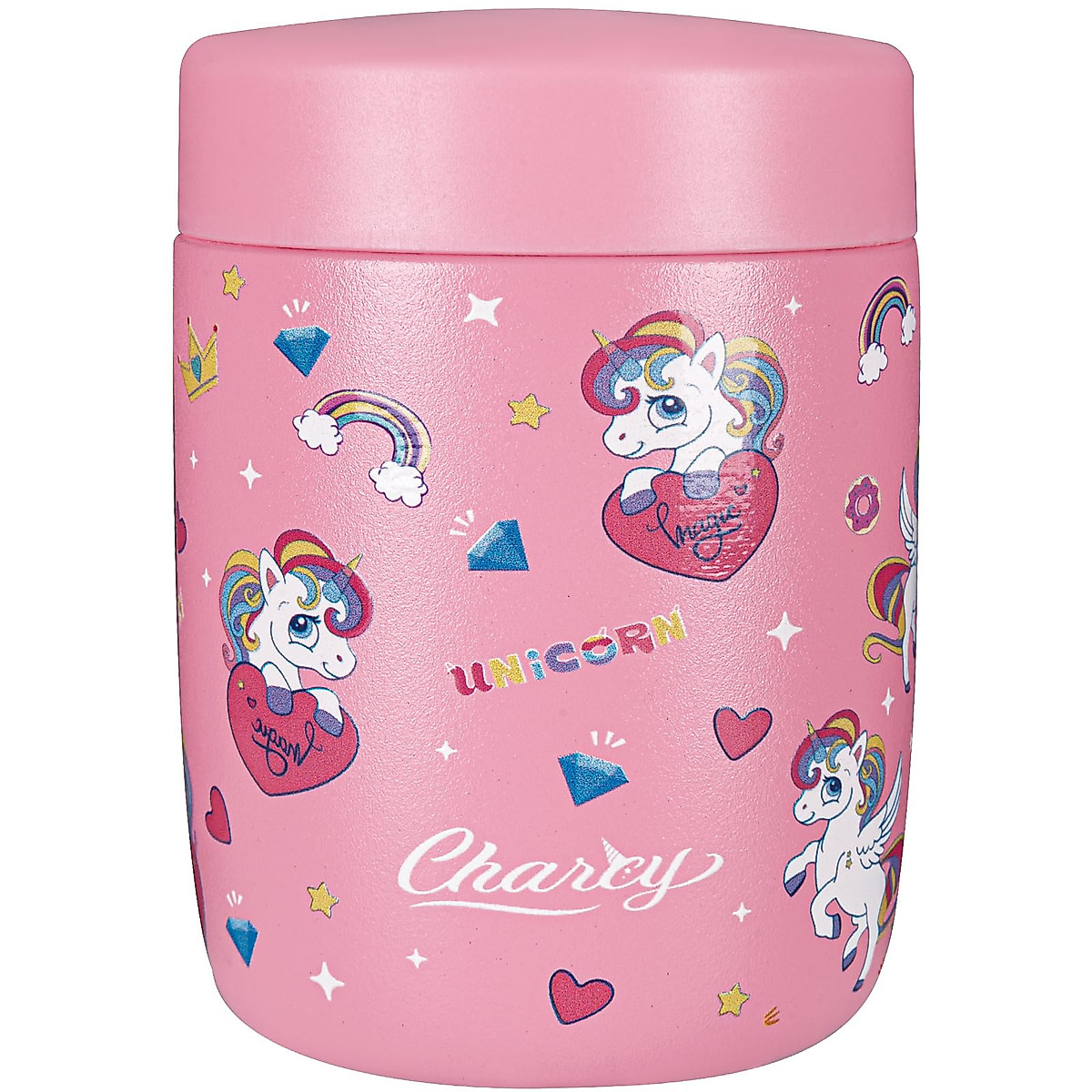 Charcy 9oz Stainless Steel Vacuum Insulated Kids Food Jar - Soup Thermo for Hot & Cold Food - Magenta Unicorn