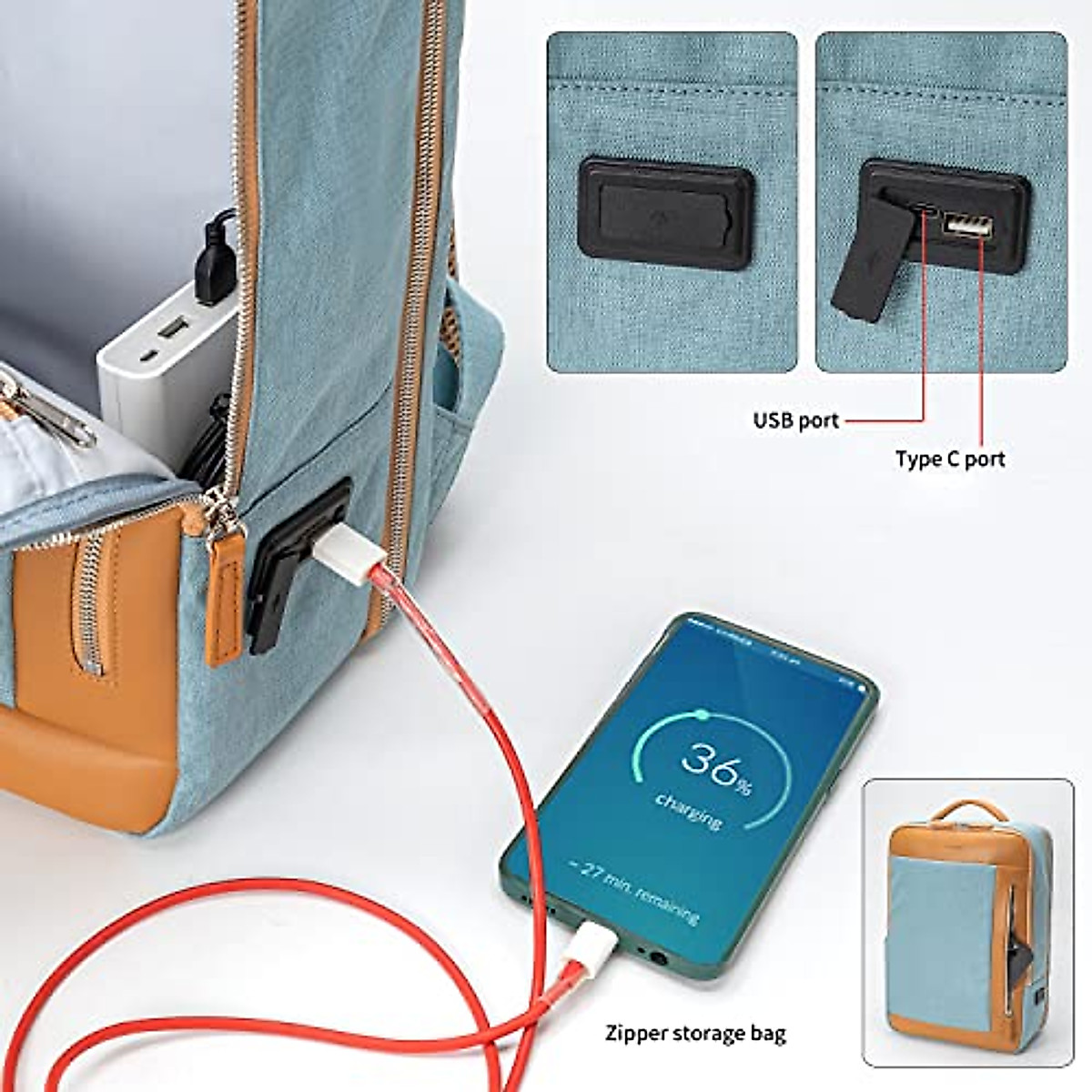 NOBLEMAN Business Smart Backpack Waterproof Laptop Backpack Travel Durable Daypack (Aqua)