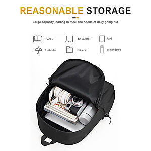 VECAVE School Backpack Black Waterproof Bookbag Casual Lightweight Travel Rucksack Daypack Backpacks for Men Women College High School Bags backpack For Boys Girls Teens