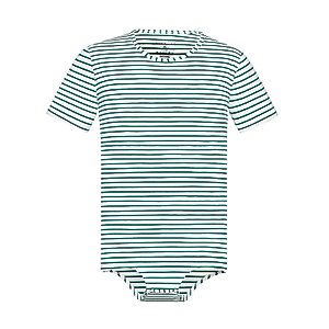 Landofgenie Mens Striped Onesie Pajamas Press Button Crotch Shirt Bodysuit Short Sleeve One Piece Bodysuit White 3XL