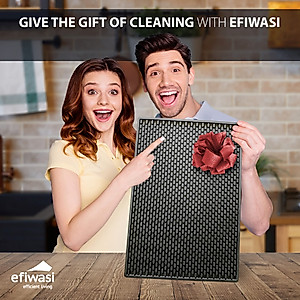 Silicone Drying Mat for Home Bar – Black, Multiuse Cup & Dish Drying Mat Holds 15 Oz. of Spilled Liquid – Large 17.3 x 11.8 In. Silicone Dish Drying Mat – Top Coffee Bar Accessories & More by Efiwasi