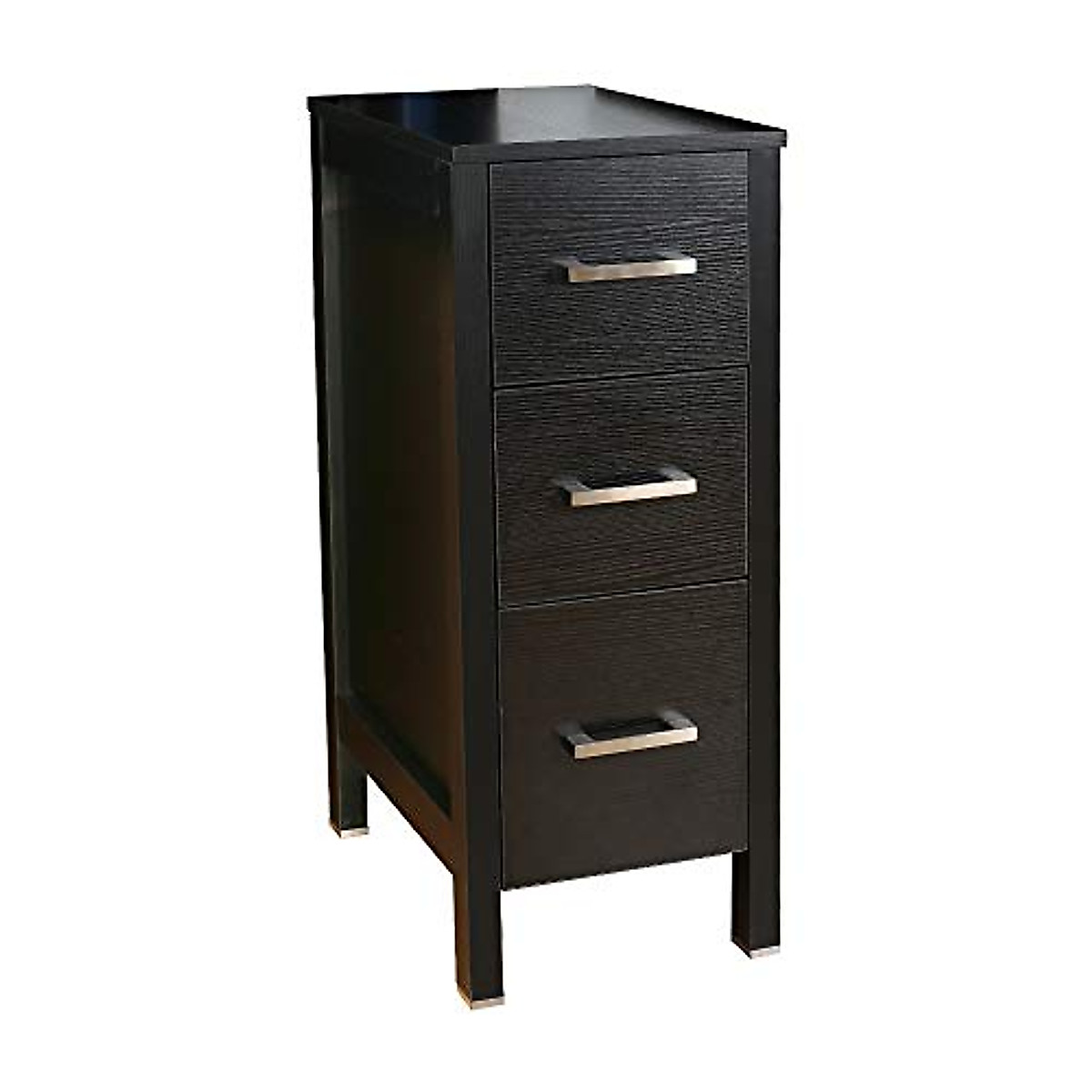 Bathroom Drawer Organizer,Free Standing Single Vanity,Nightstand,12" Lx20 Wx30 H, Made of MDF Wood,Vertical Dresser Storage Tower Vanity for Bedroom/Hallwa/Entryway,Self-Assemble,3 Drawers (Black)