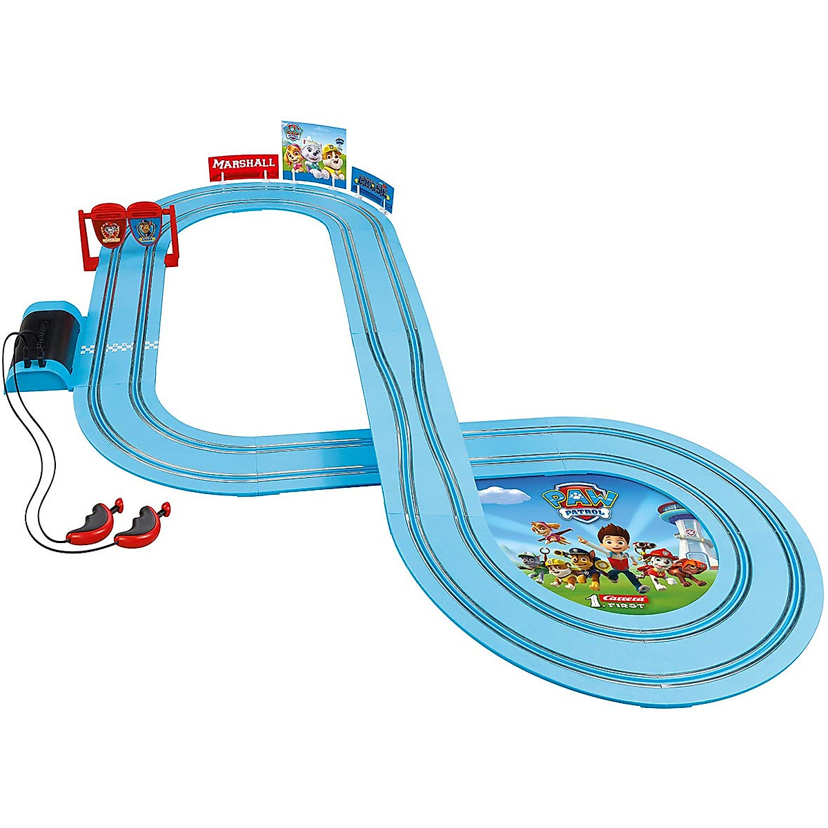 Carrera First Paw Patrol - Slot Car Race Track - Includes 2 Cars: Chase and Marshall - Battery-Powered Beginner Racing Set for Kids Ages 3 Years and Up-Multicolor