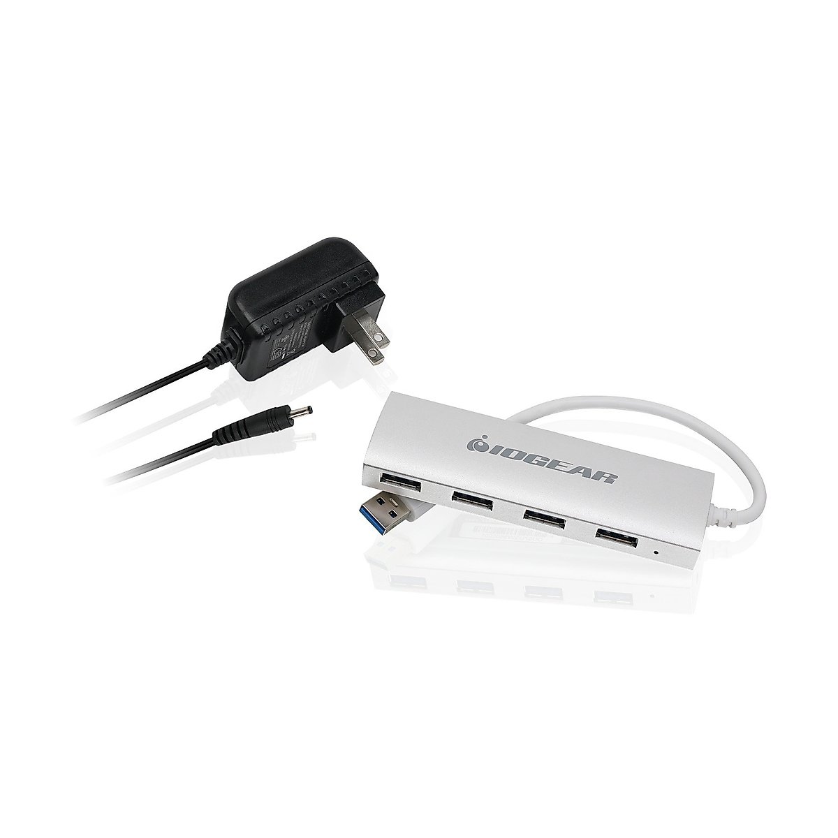 IOGEAR Powered 4 Port USB 3.0 Hub - 1 USB 3.0 In - 4 USB 3.0 Out - 5Gbps Data Transfer Rate - Compatible with Mac and Win - Aluminum Housing - GUH304P