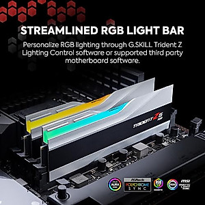 G.SKILL Trident Z5 RGB Series (Intel XMP 3.0) DDR5 RAM 32GB (2x16GB) 6000MT/s CL32-38-38-96 1.35V Desktop Computer Memory UDIMM - Metallic Silver (F5-6000J3238F16GA2-TZ5RS)