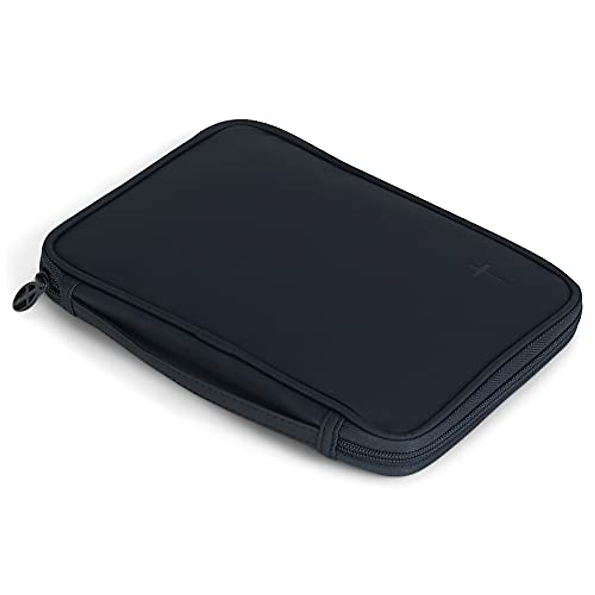 Cross Solid Blank Navy Blue Thinline Vinyl Zippered Bible Cover Case with Handle