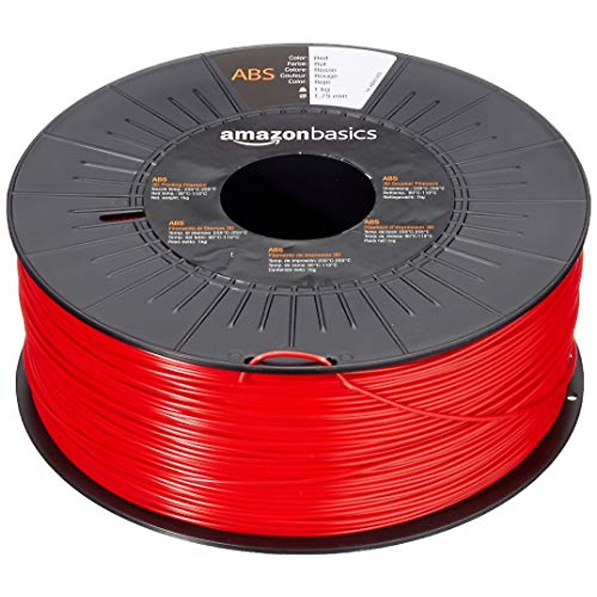 Amazon Basics ABS 3D Printer Filament, 1.75mm, 5 Assorted Colors, 1 kg per Spool, 5 Spools