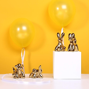 Ardax Gold Home Décor Balloon Figurine Accent, Small Ceramic Animal Statue Handmade Sculpture Ornament (Dog)