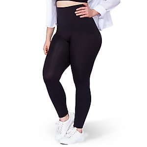 SHAPERMINT Leggings for Women Tummy Control - High Waisted Shapewear Leggings, Womens Plus Size, Thick Non-See-Through Black