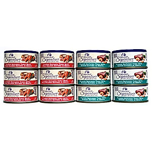 Wellness Natural Grain Free Signature Selects Flaked Wet Cat Food Variety Pack Box - 2 Flavors (Wild Salmon & Shrimp) - 2.8 Ounces Each (12 Total Cans)