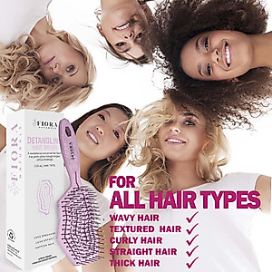 Fiora Naturals Hair Detangling Brush -100% Bio-Friendly Hair Detangler Brush w/Ultra-soft Bristles- Glide Through Tangles with Ease - For Curly, Fine, Women, Men, Kids, Toddlers, Wet and Dry Hair